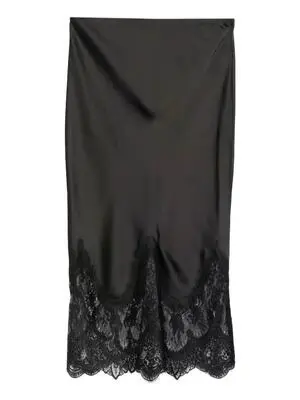 Norma Kamali Lace Trim Midi Skirt - Black
