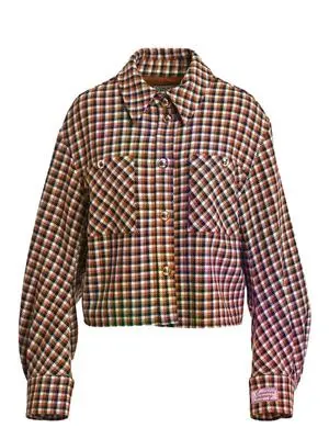 Essentiel Antwerp Checked Oversized Shirt Jacket - Brown