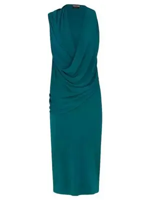 TOM FORD Crepe Jersey Asymmetrical Draped Cocktail Dress - Black