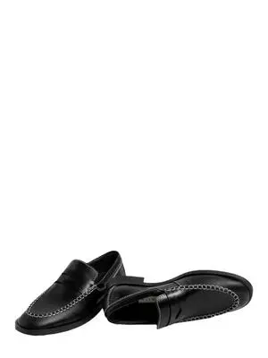 MIISTA Lucan Leather Loafers With Contrast Stitching - Black