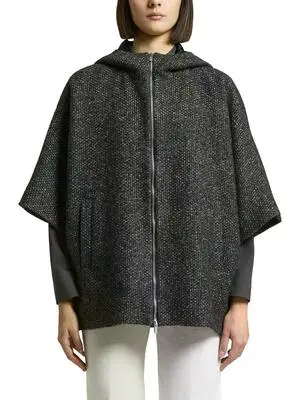 Peserico Bouclé-knit Hooded Cape - Grey