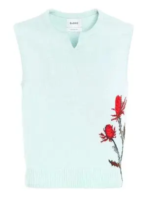 BARRIE Sleeveless V-neck Knit Top With Thistle Motif - Blue