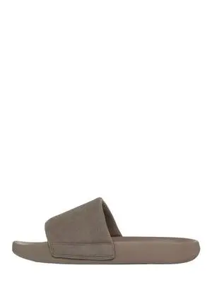 Mcm Ultrasuede Embossed Logo Slides - Grey
