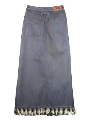 JEAN PAUL GAULTIER Fringed Denim Maxi Skirt - Blue