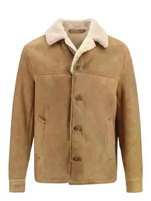 SALVATORE SANTORO Shearling Collar Jacket - Neutrals