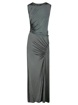 Giorgio Armani Crystal-embellished Ruched Maxi Dress - Grey