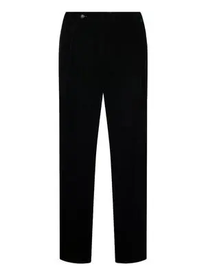 Giorgio Armani Pleated Velvet Tailored Trousers - Black