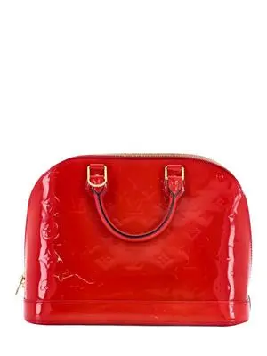 LOUIS VUITTON Alma Handbag Monogram Vernis Pm Satchel - Red