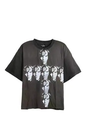 SAITOS Wormhole Graphic-print Distressed T-shirt - Black
