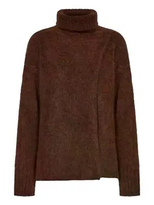 UMA WANG Wrap-effect Turtleneck Sweater - Brown