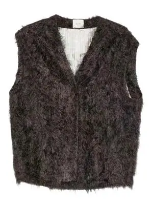 ALYSI Brushed Effect V-neck Gilet - Brown