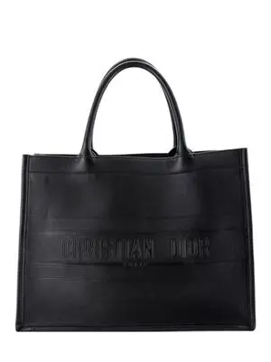 Dior Book Embossed Leather Medium Tote Bag - Black