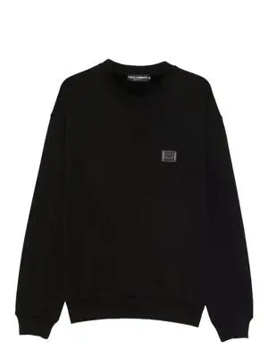 Dolce & Gabbana Logo Plaque Crew Neck Sweater - Black