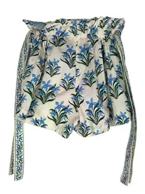 Agua Bendita High-waisted Floral Print Shorts - Neutrals