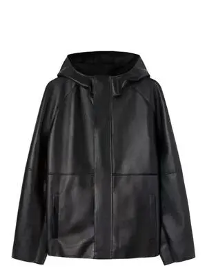 RETORI Hooded Leather Jacket - Black