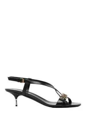 Versace Marisa Leather Medusa Plaque Sandals - Black
