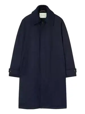 RETORI Detachable Collar Wool Gabardine Coat - Blue