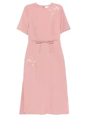 Erdem Embroidered Pleated Midi Dress - Pink