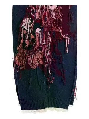 Erdem Intarsia Knit Fringed Detail Skirt - Blue