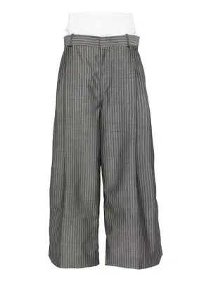 HED MAYNER Virgin Wool-mohair Blend Pinstriped Layered Trousers - Grey
