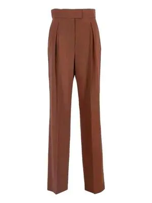 Valentino Garavani Pleated Wool Trousers - Brown