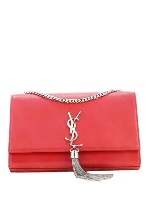 Saint Laurent Classic Monogram Tassel Leather Medium Crossbody Bag - Red