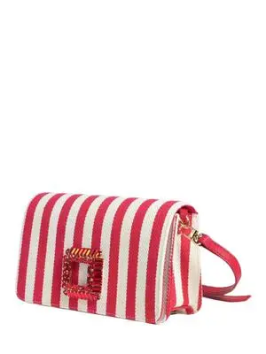 Roberto Festa Rhinestone Embellished Striped Shoulder Bag - Red