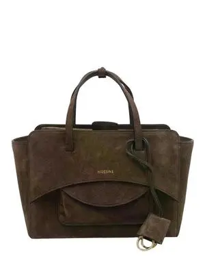 HIDESINS Flap Suede Tote Bag - Brown