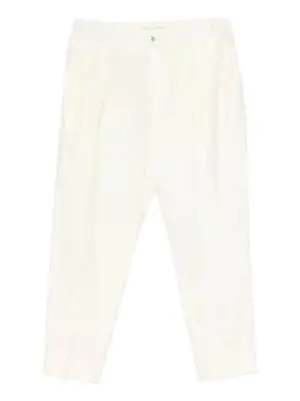 BRIGLIA 1949 Cropped Trousers With Pleat Detail - Neutrals