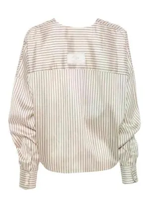 ALYSI Vertical Stripe Long-sleeve Blouse - Neutrals