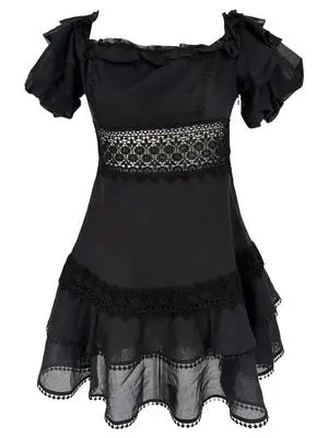 Charo Ruiz Ibiza Lace-trimmed Ruffled Dress - Black