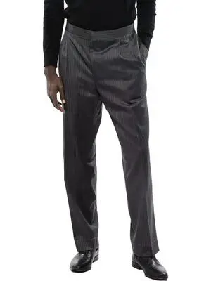 Corneliani Wool Pinstripe Pleated Tailored Trousers - Grey