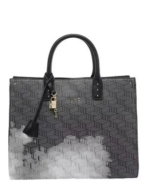Liu Jo Monogram Print Padlock Detail Tote Bag - Black