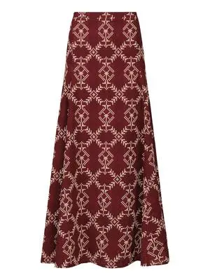 Johanna Ortiz Printed Maxi Skirt - Red