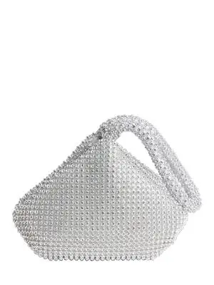 DAVID CHARLES Embellished Pouch With Top Handle - Silver