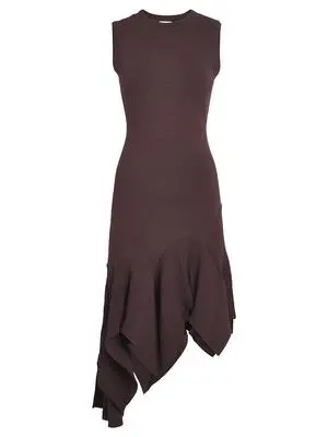 Sandro Knitted Asymmetrical Mini Dress - Brown