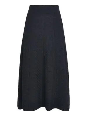 Molli Virgin Wool-blend Basket-weave Midi Skirt - Black