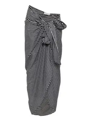 THE FRANKIE SHOP Striped Wrap Maxi Skirt - Black