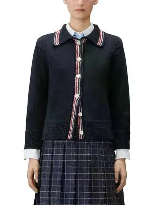 Thom Browne Hector Pointelle-knit Cardigan - Blue