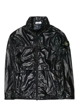 Stone Island Logo-patch Crinkled-finish Jacket - Black