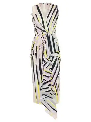 ROKSANDA Esra Striped Asymmetric Dress - Neutrals
