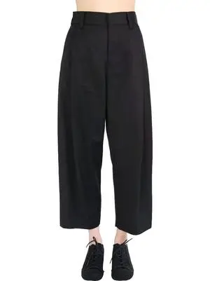UMA WANG Pleat-detailing Cropped Trousers - Black