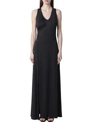 Victoria Beckham Long Polyester Jersey Slip Dress - Black