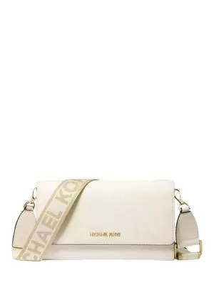 Michael Kors Logo-plaque Pebbled-leather Crossbody Bag - Neutrals