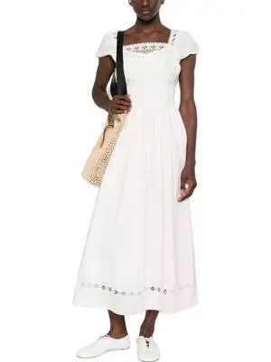 Posse Veda Crochet-trim Midi Dress - White