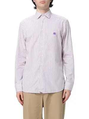 Etro Striped Cotton Poplin Shirt With Embroidered Cube Logo - Pink