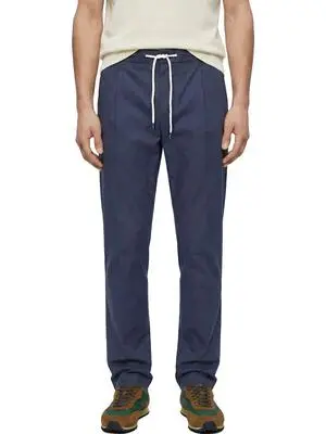 PT TORINO Slim Fit Cotton Blend Trousers With Drawstring - Blue
