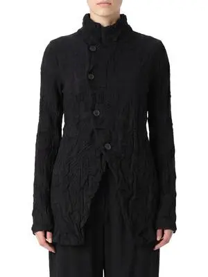 Y’s Cropped High-neck Jacket With Crinkled Effect - Black