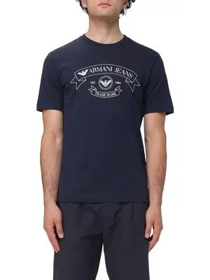 Emporio Armani Slim Fit Cotton T-shirt With Contrast Logo - Blue