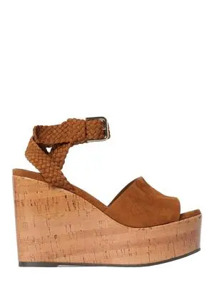 JIMMY CHOO Jori Suede Wedge Sandal - Brown